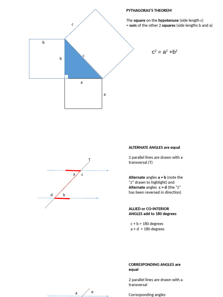 Pythagoras, Angles and Parallel Lines | PDF | Euclidean Geometry | Elementary Geometry