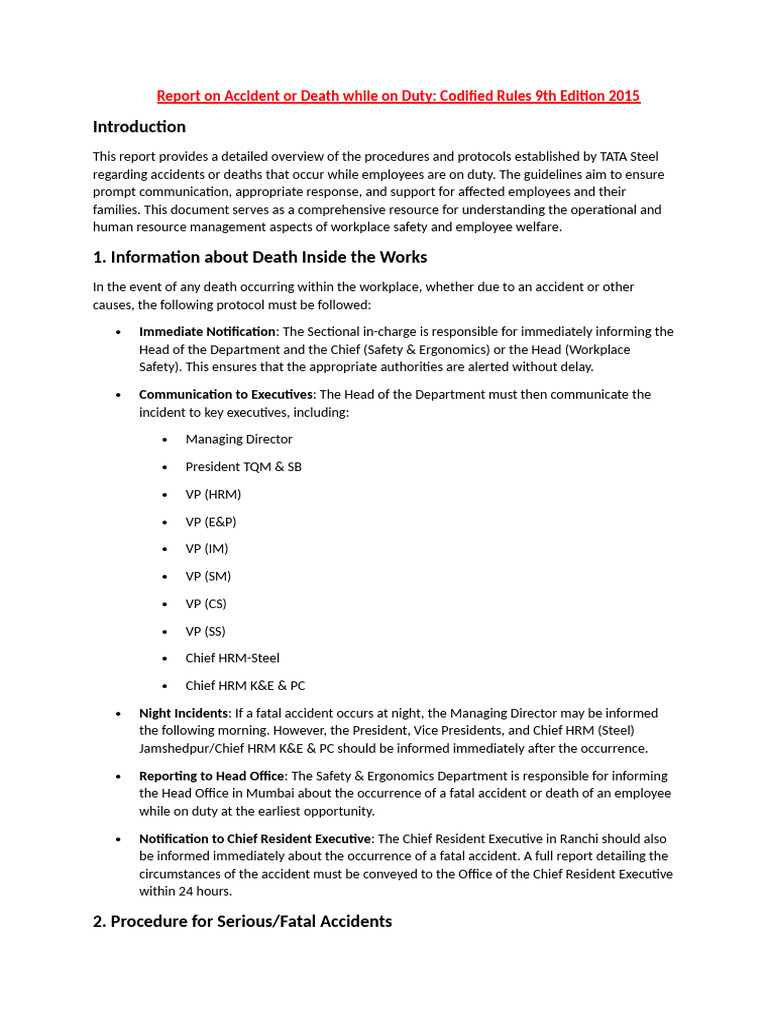 Report On Accident or Death While On Duty | PDF | Employment | Pension