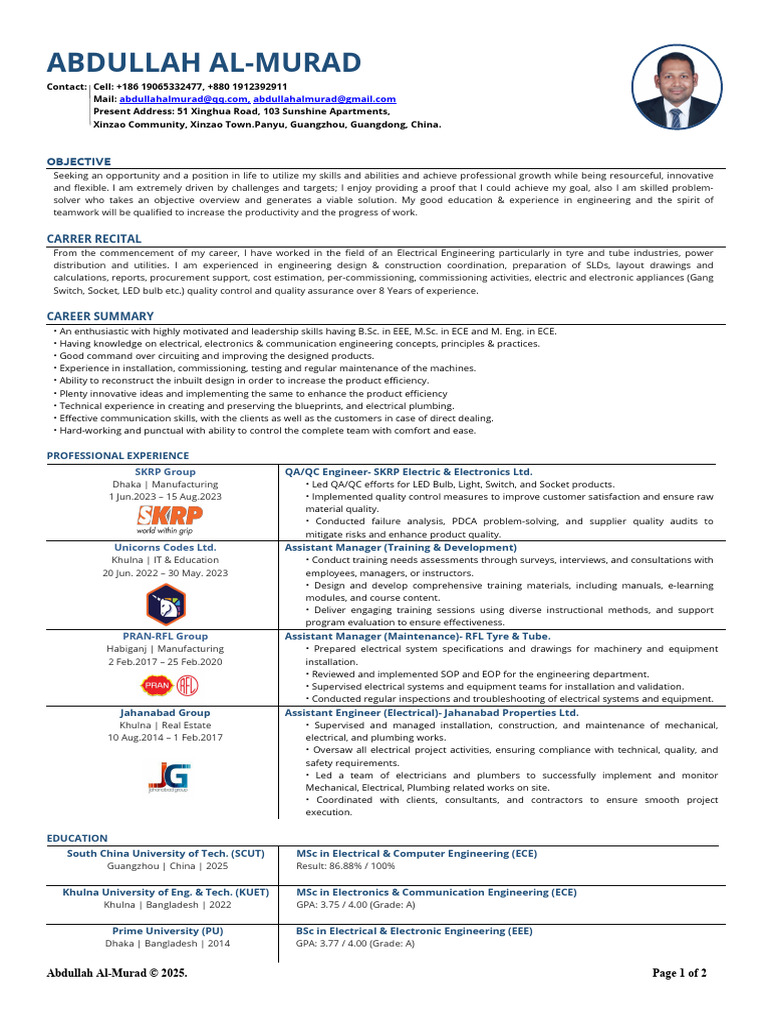 Abdullah Al-Murad in Resume | PDF | Computer Network | Computing