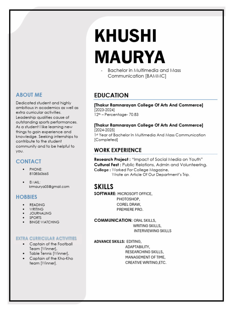 Khushi Maurya Resume | PDF