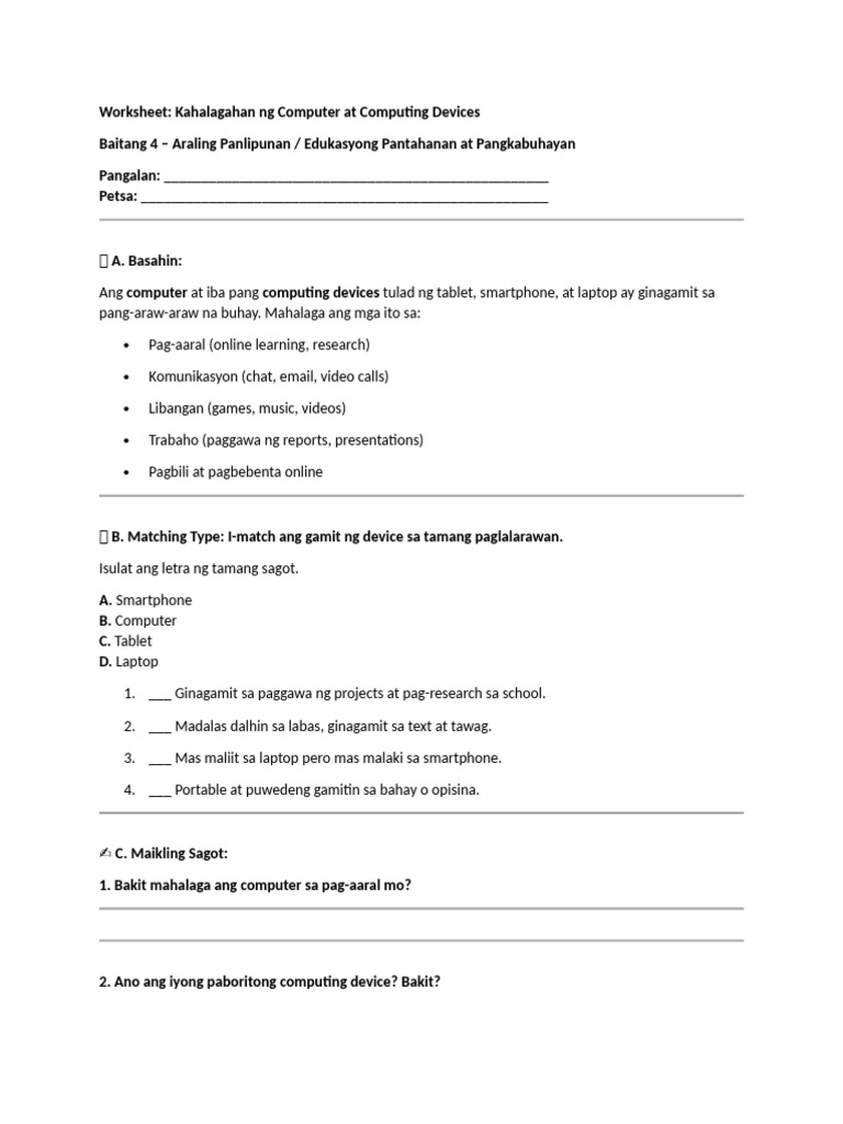 Kahalagahan NG Computer at Computing Devices | PDF