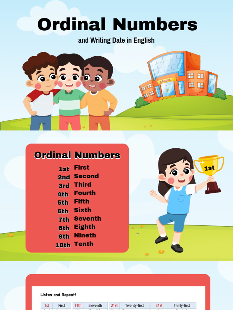 Ordinal Numbers Assessment Presentation in Colorful Fun Style | PDF
