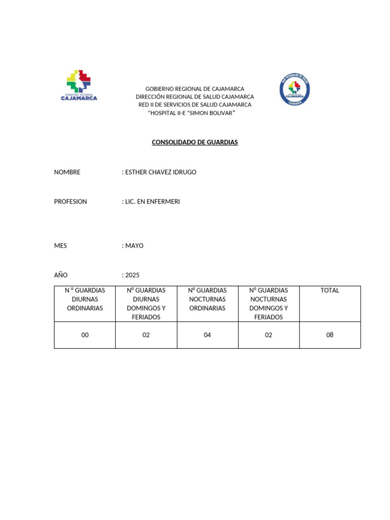 Formato de Guardias | PDF