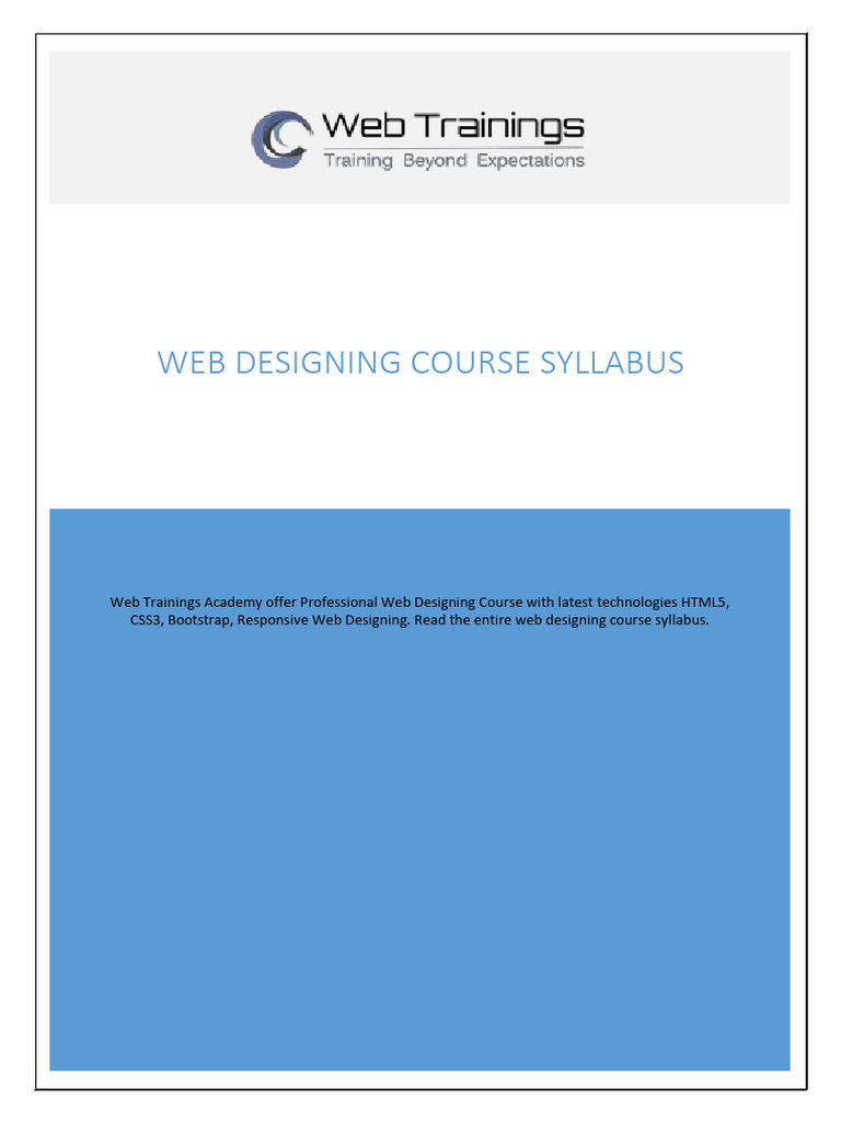 Web Designing Course Syllabus - Compressed | PDF | Html Element | Html
