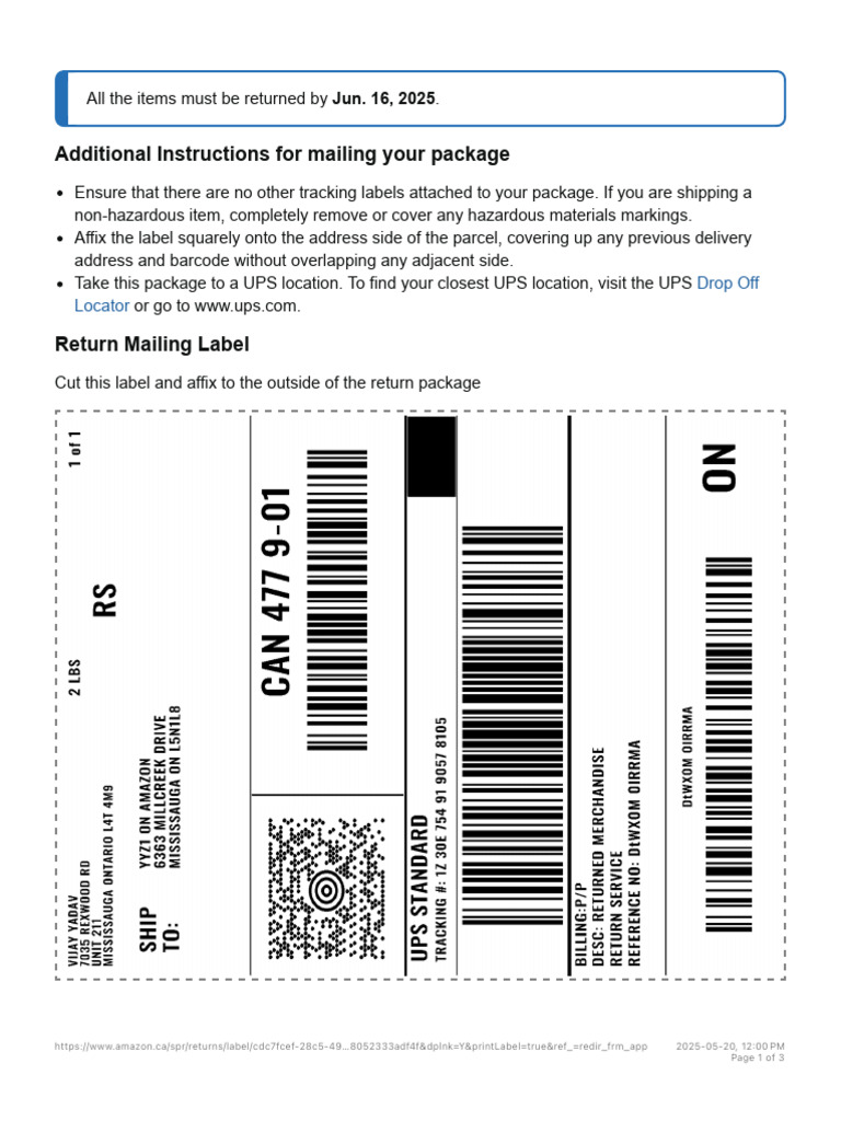 Online Return Center | PDF