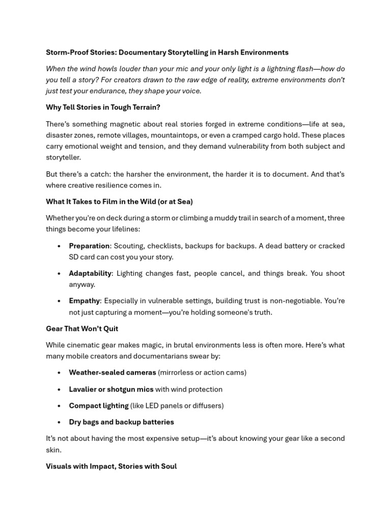 Extreme Documentary Storytelling Tips | PDF