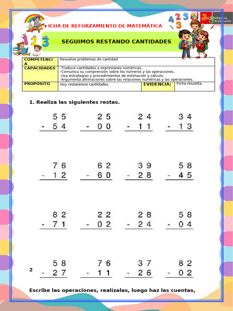 1° - S5 Ref Matematica - Seguimos Restando Cantidades | PDF