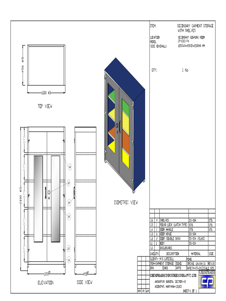 SECONDARY GARMENT STORAGE SHELVES (PACKAGED DISPOSABLE GARMENT ...