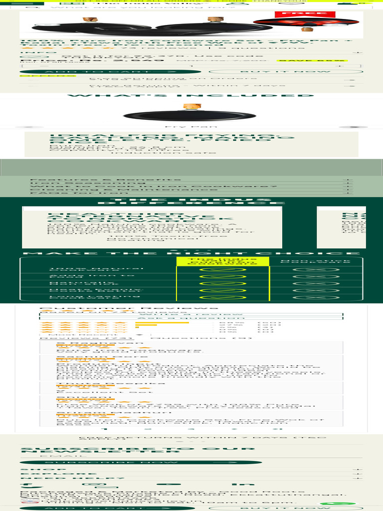 100 Pure Iron Cookware Set - Fry Pan + Kadai +ta | PDF | Cookware And Bakeware | Cooking