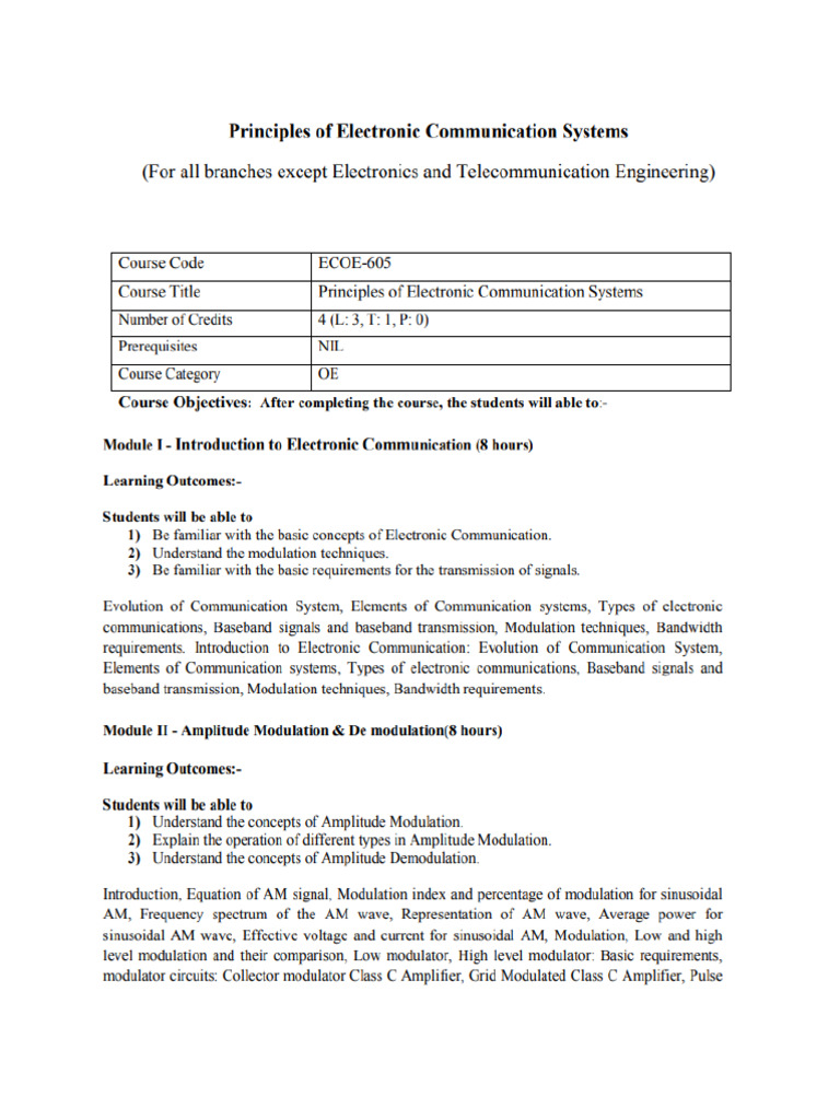 CST 6th Sem Principal of Communication | PDF