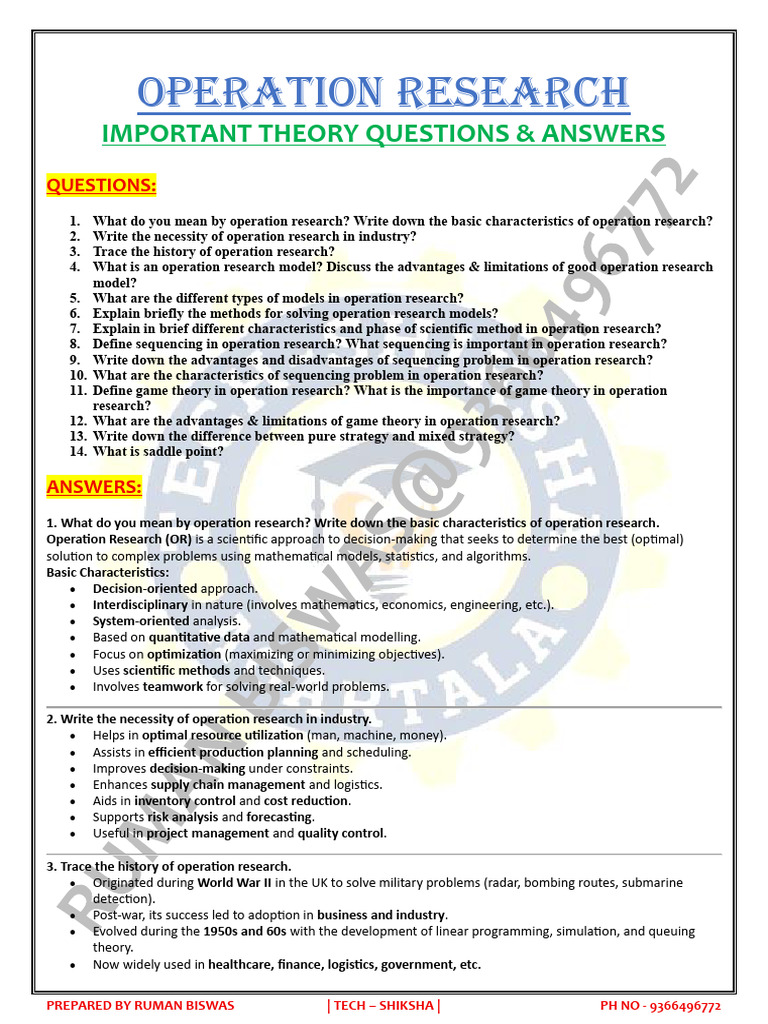 Operation Research Sugstn Answer 2025 | PDF | Operations Research | Linear Programming