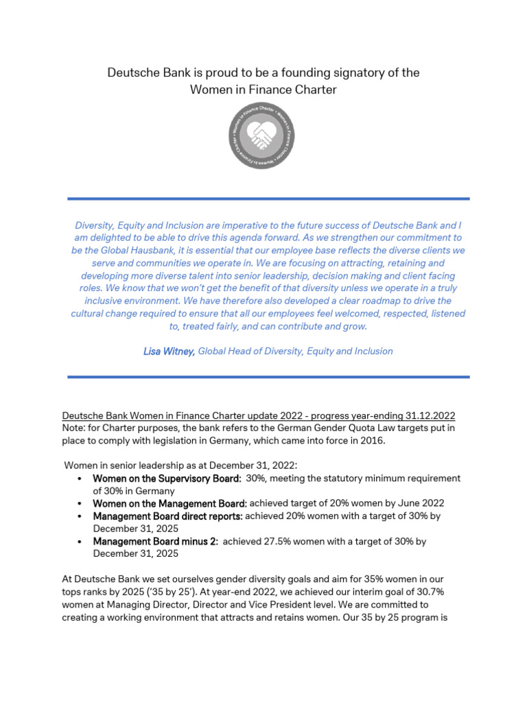UK Women in Finance Charter Update 2023 | PDF | Employee Retention ...