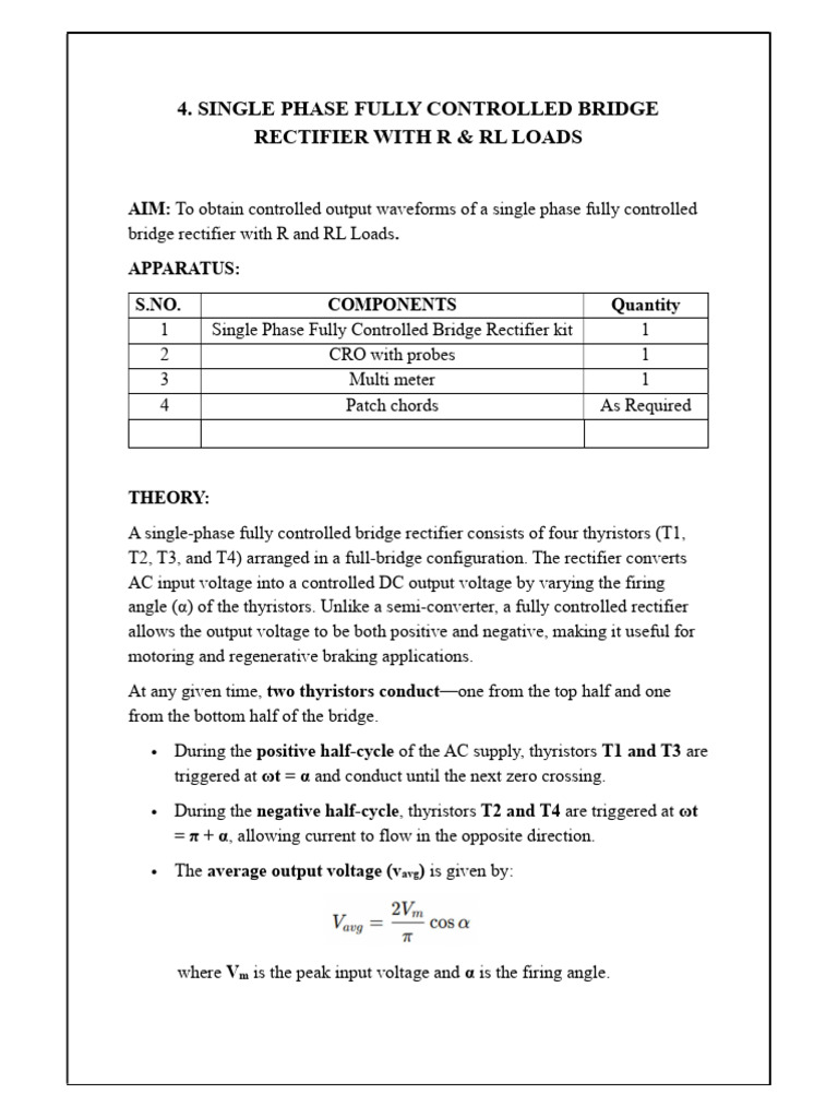 1-Phase Fully Controlled Rectifier | PDF | Rectifier | Inductance