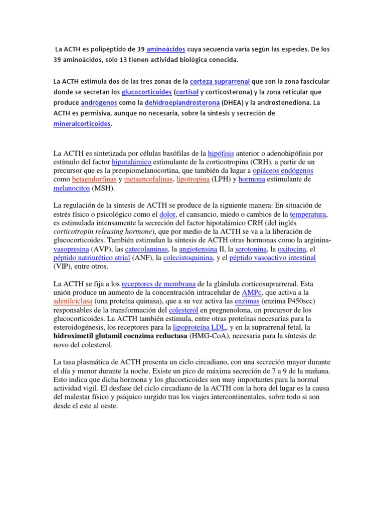 Función y regulación de la ACTH | PDF | Hormona adrenocorticotrópica ...
