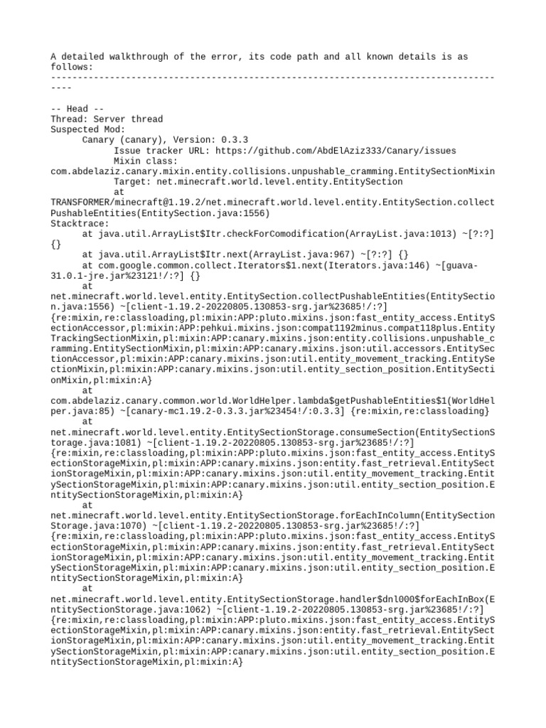 Minecraft Canary Mod Error Analysis | PDF | Central Processing Unit ...
