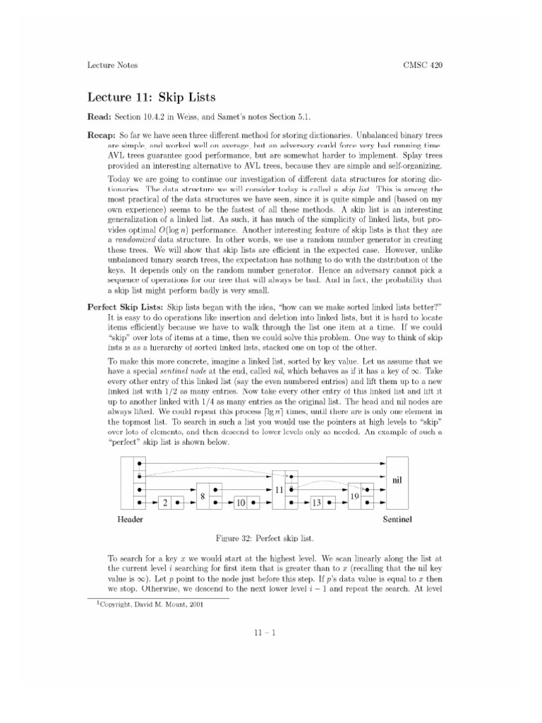 Lecture11 Skiplist | PDF