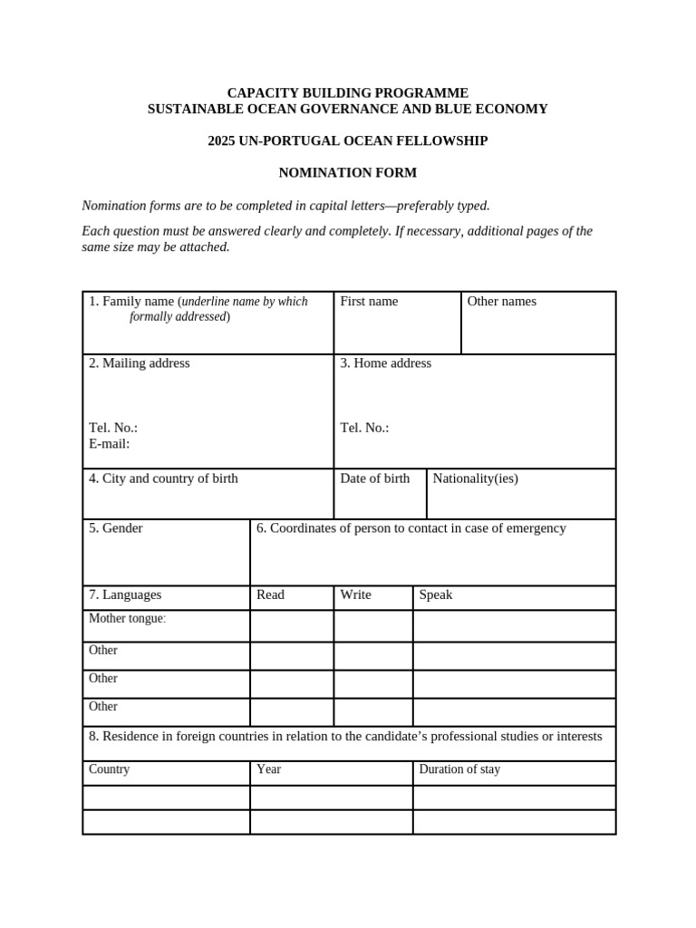 ATT - Ocean Fellowship Annex III Nomination Form 0 | PDF | Legal Liability