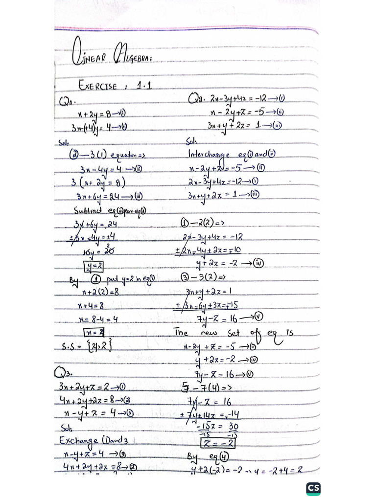 Linear Algebra Question Class Warke | PDF