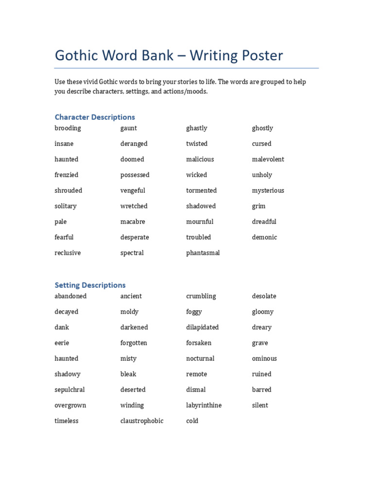 Gothic Word Bank | PDF