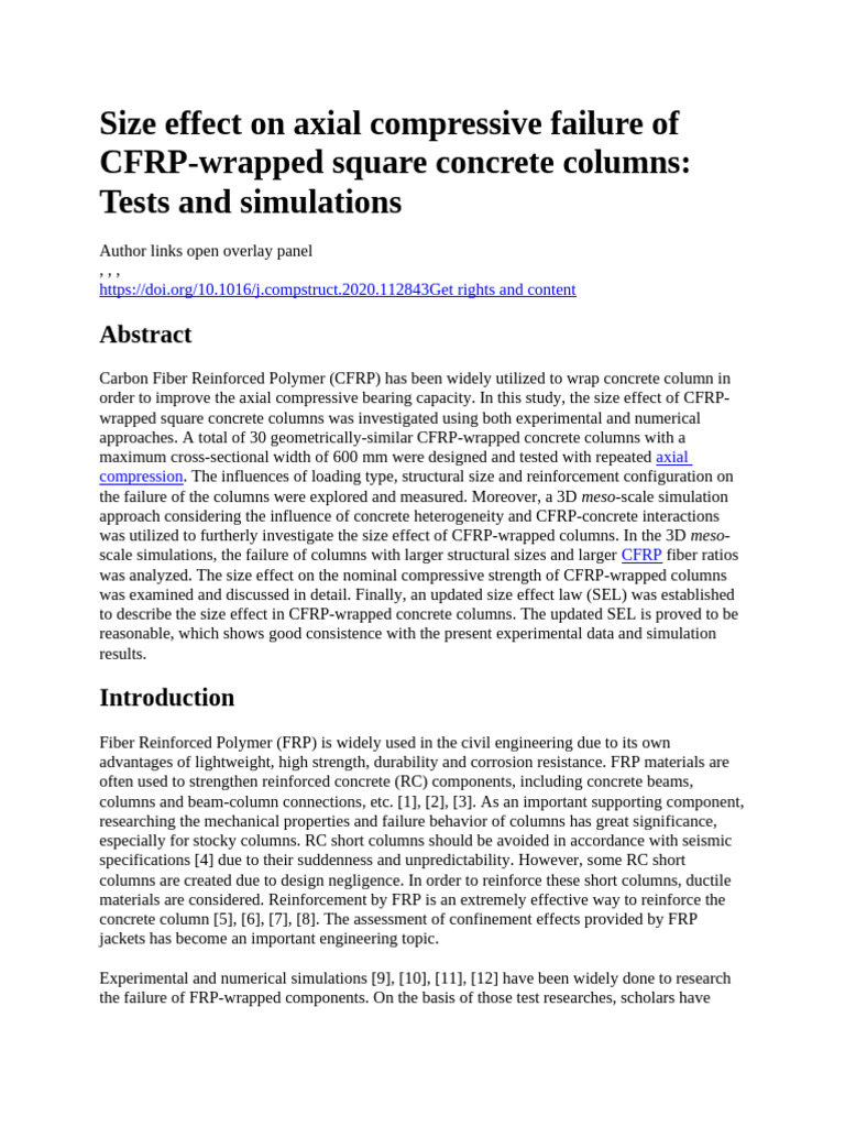 6 Size Effect On Axial Compressive Failure of CFRP | PDF | Strength Of ...