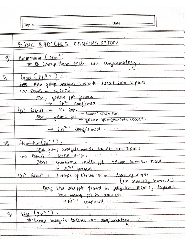 Cation Confirmatory Tests 1 | PDF