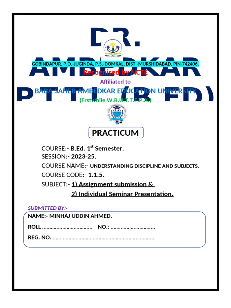 B.Ed. Practicum: Seminar Presentation | PDF | Academic Degree ...