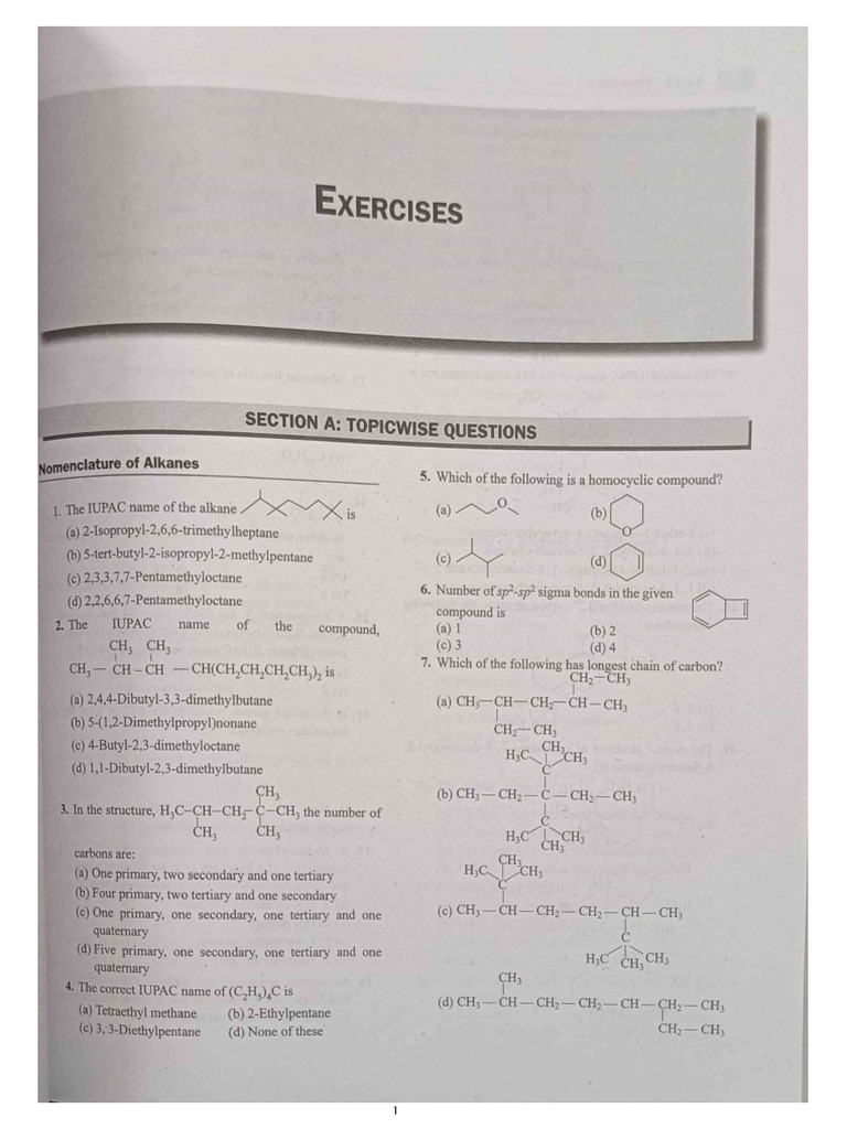 IUPAC Nomenclature Questions | PDF