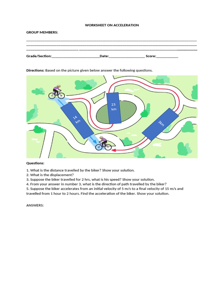 Worksheet On Acceleration g1 | PDF