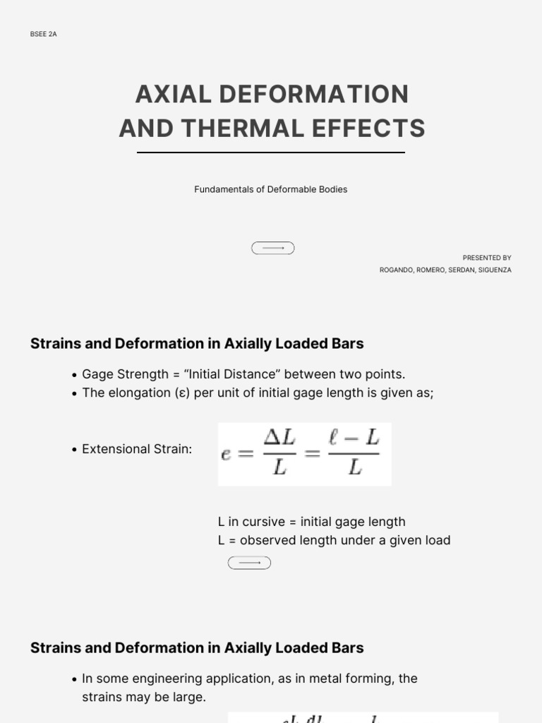 Axial Deformation and Thermal Effects | PDF | Deformation (Engineering ...
