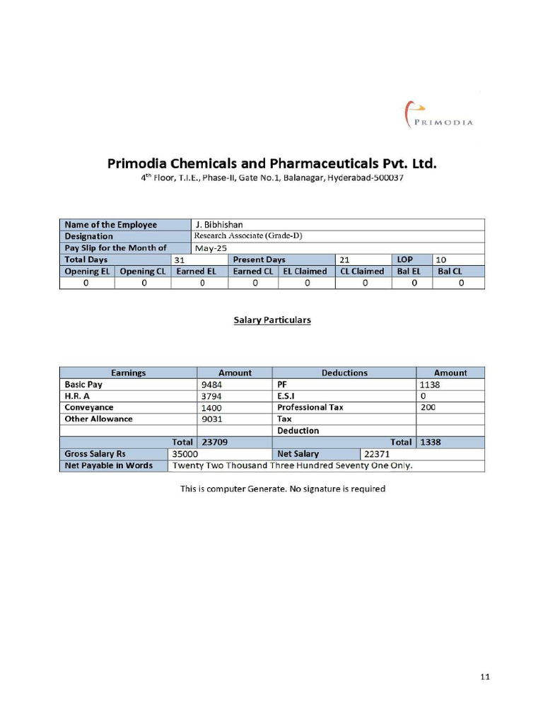 Salary Slip of Bibhishan-MAY | PDF