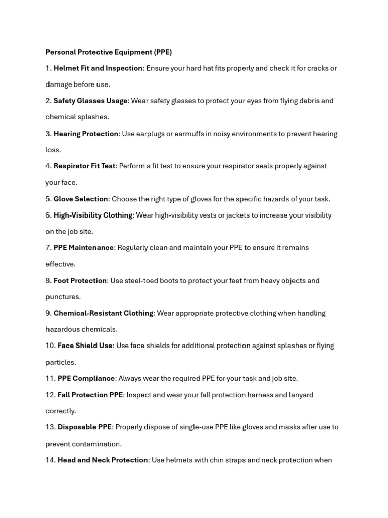 Personal Protective Equipment | PDF