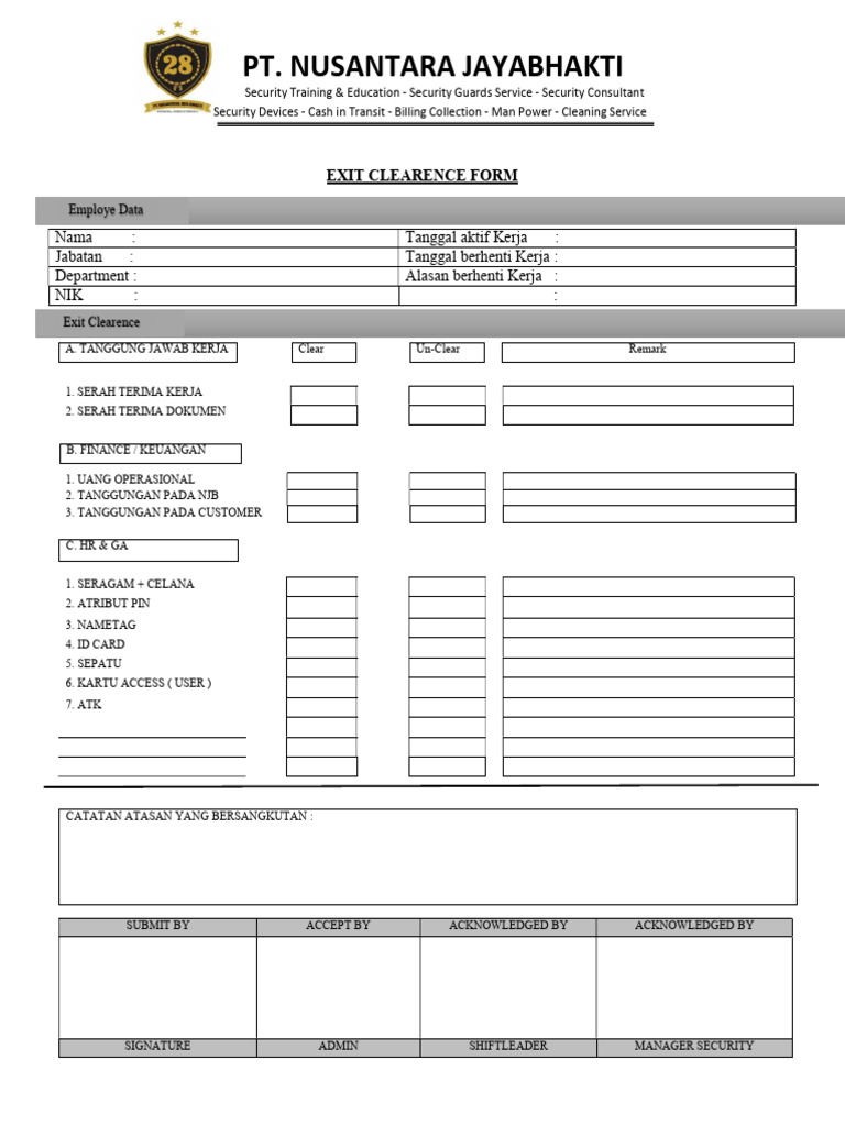 PDF Surat Exit Clearence | PDF