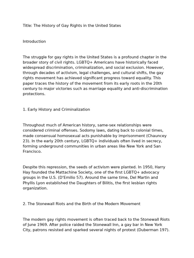 History of Gay Rights in America | PDF | Defense Of Marriage Act ...