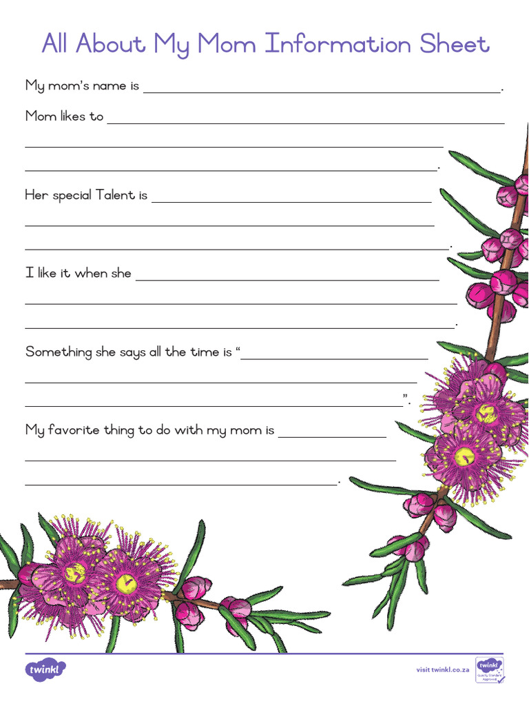 Za HL 869 All About My Mom Information Sheet Ver 2 | PDF