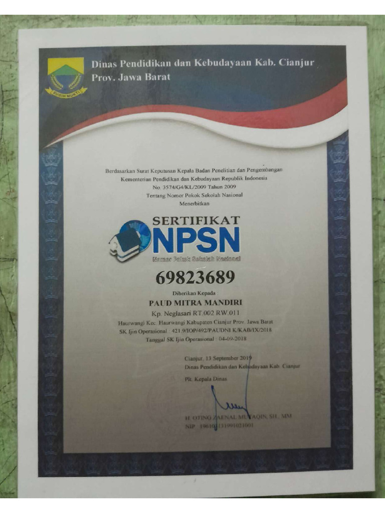 Npsn Paud Mitra Mandiri | PDF