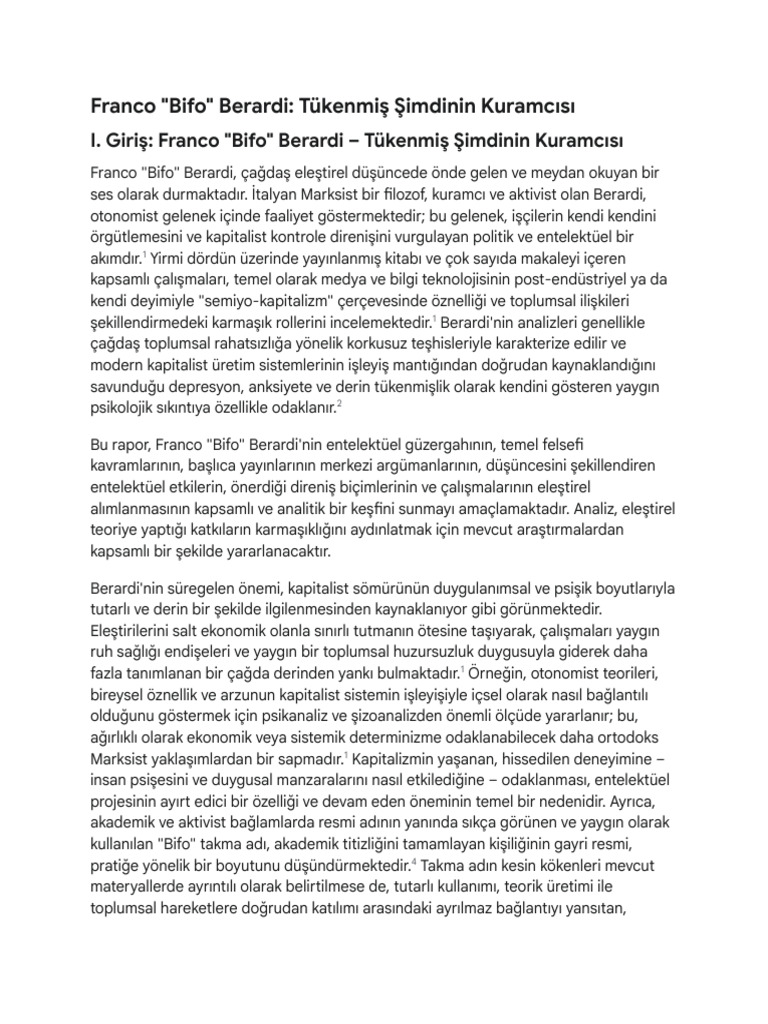 Franco " Bifo&Quot Berardi - Tükenmiş Şimdinin Kuramcısı | PDF