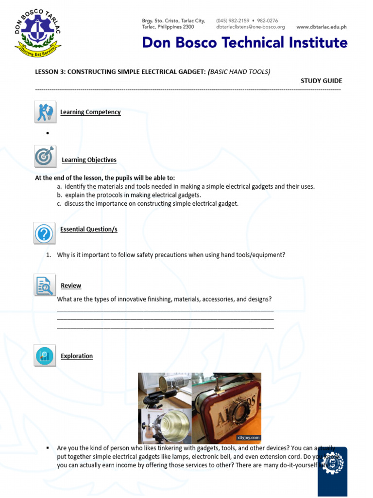 Constructing Simple Electrical Gadget | PDF | Screw | Manufactured Goods