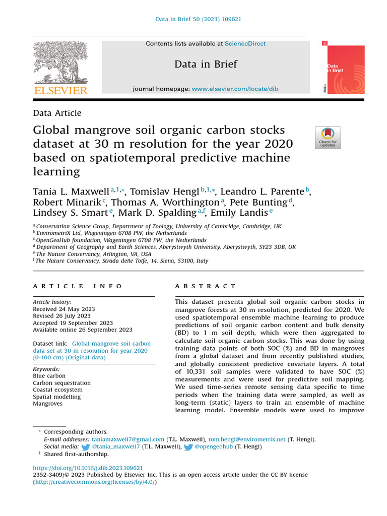 Global Mangrove Soil Carbon Dataset 2020 | PDF | Cross Validation ...