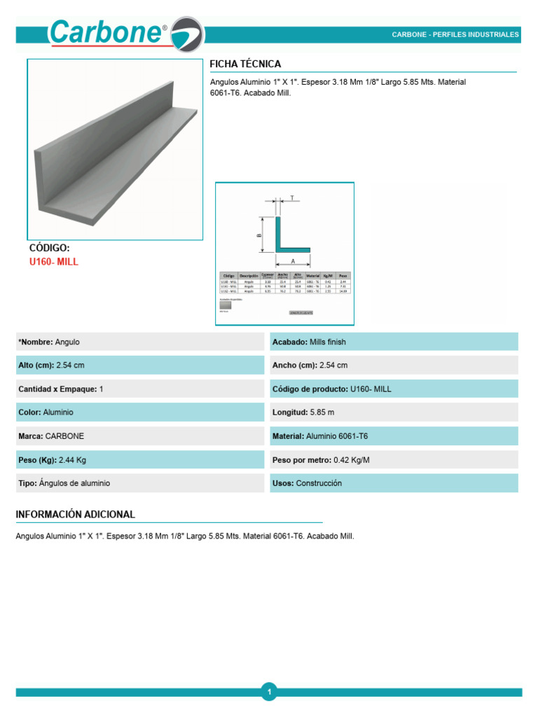 683-MXT-AR-SPC-0065. Ficha Técnica Esquinero de Aluminio | PDF