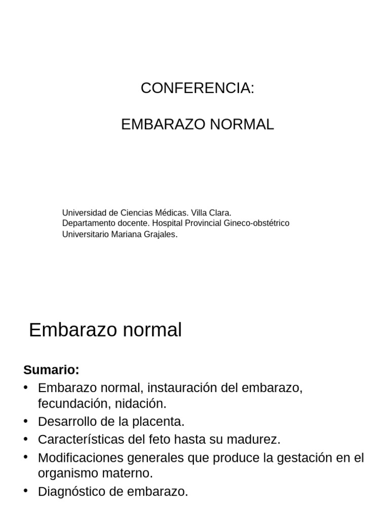 Conferencia 2 Embarazo Normal | PDF | El embarazo | Placenta