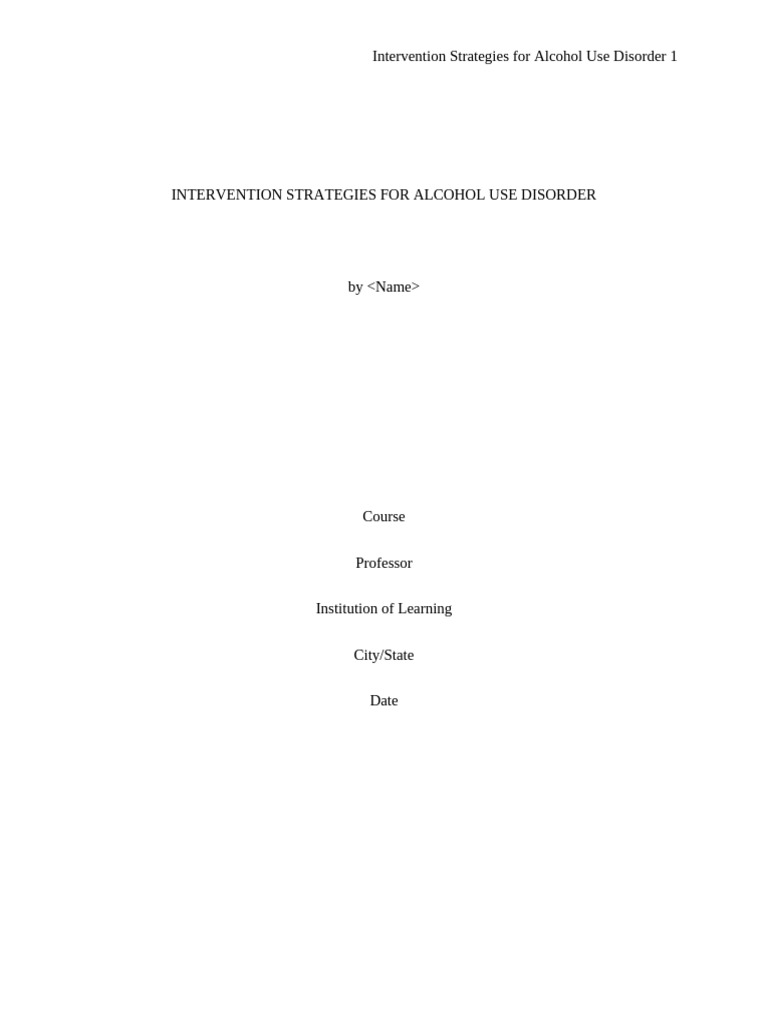 Alcohol Use Disorder Intervention Strategies | PDF | Alcoholism ...