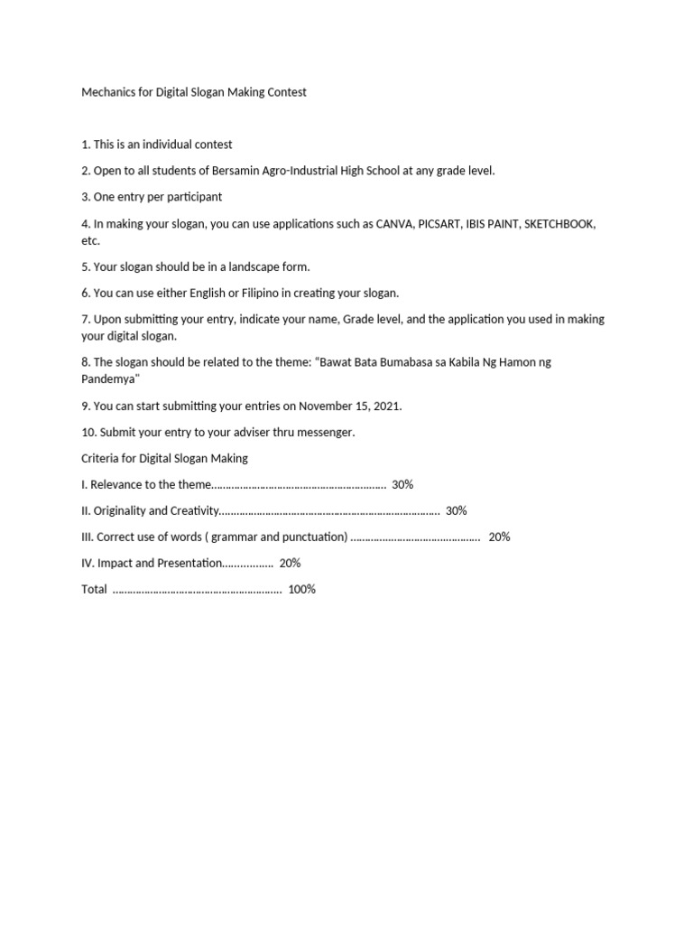 Mechanics (Digital Slogan Making Contest) | PDF
