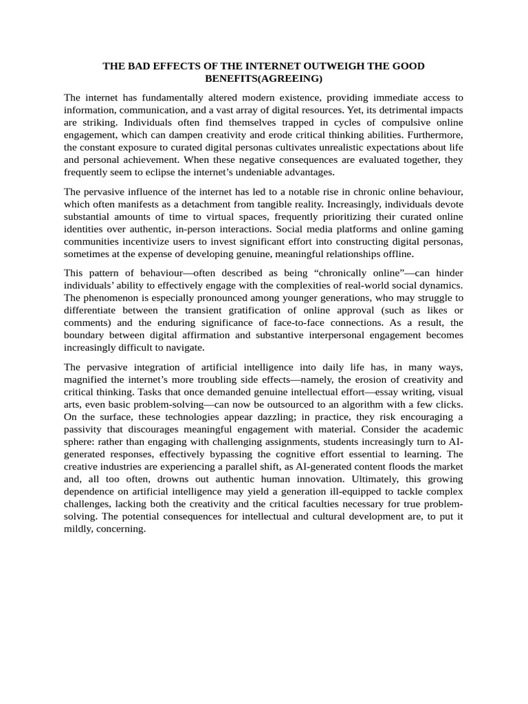 Internet's Drawbacks vs. Benefits Debate | PDF | Internet | Social Media