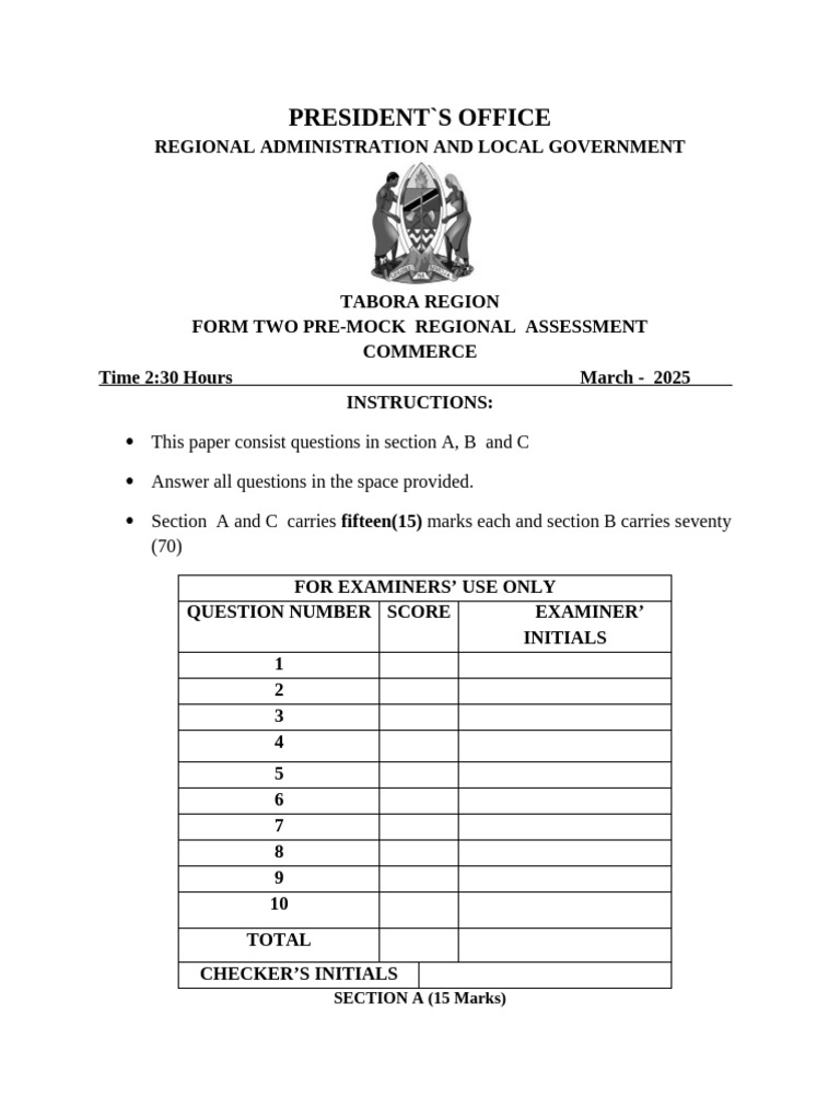 Commerce Premock Paper F2 | PDF | Goods | Retail