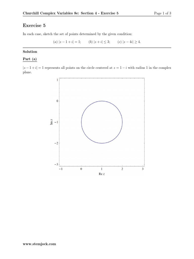 Complex Variables Exercise 5 Solutions | PDF