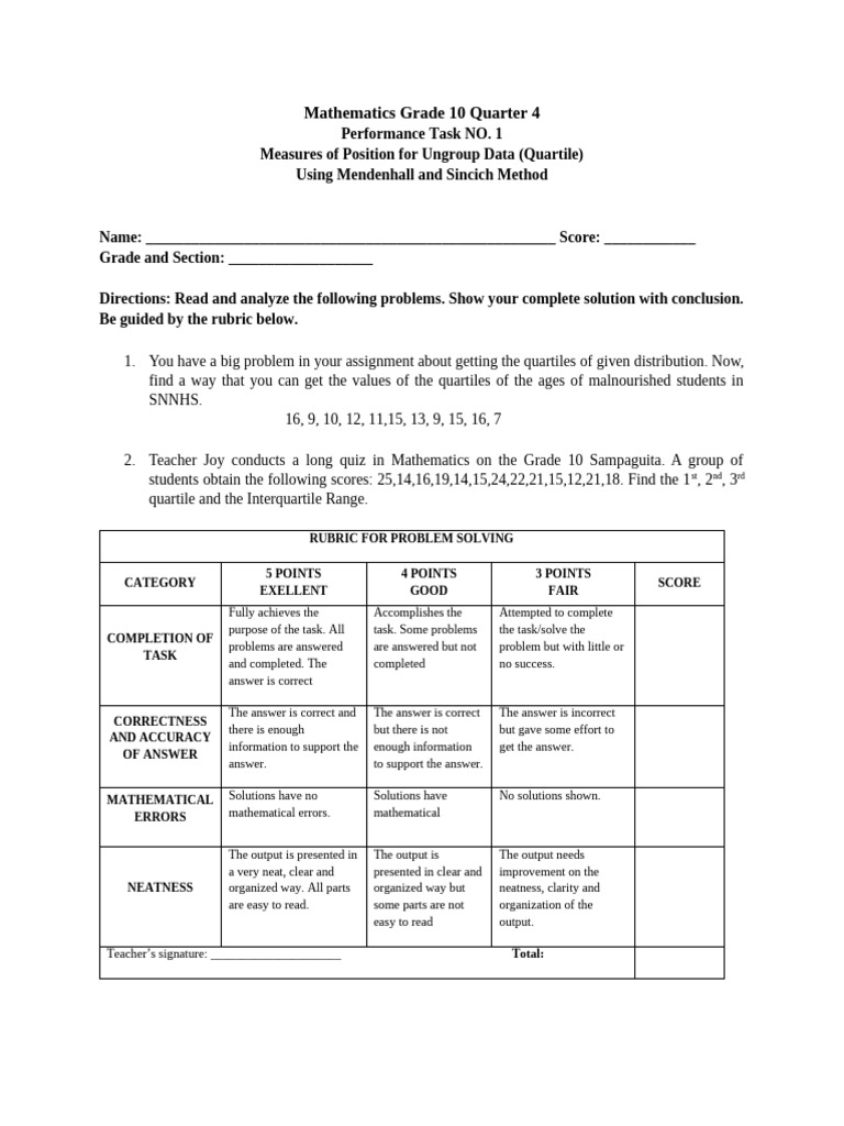 G10 Performance Task NO. 1 Mendenhall and Sincich Method | PDF ...