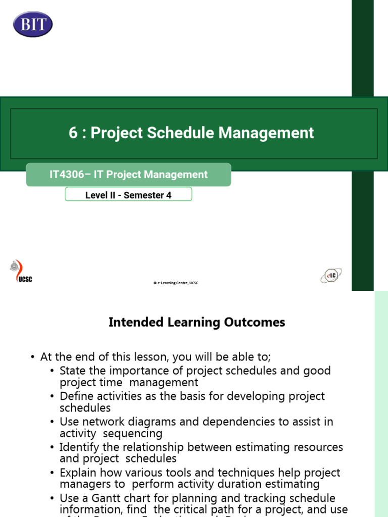 Topic 6 - Project Schedule Management | PDF | Project Management