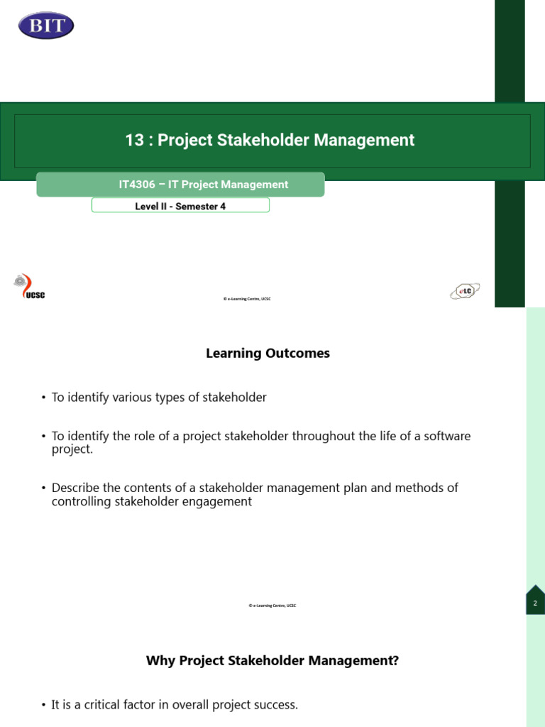 Topic 13 - Project Stakeholder Management | PDF | Project Management ...