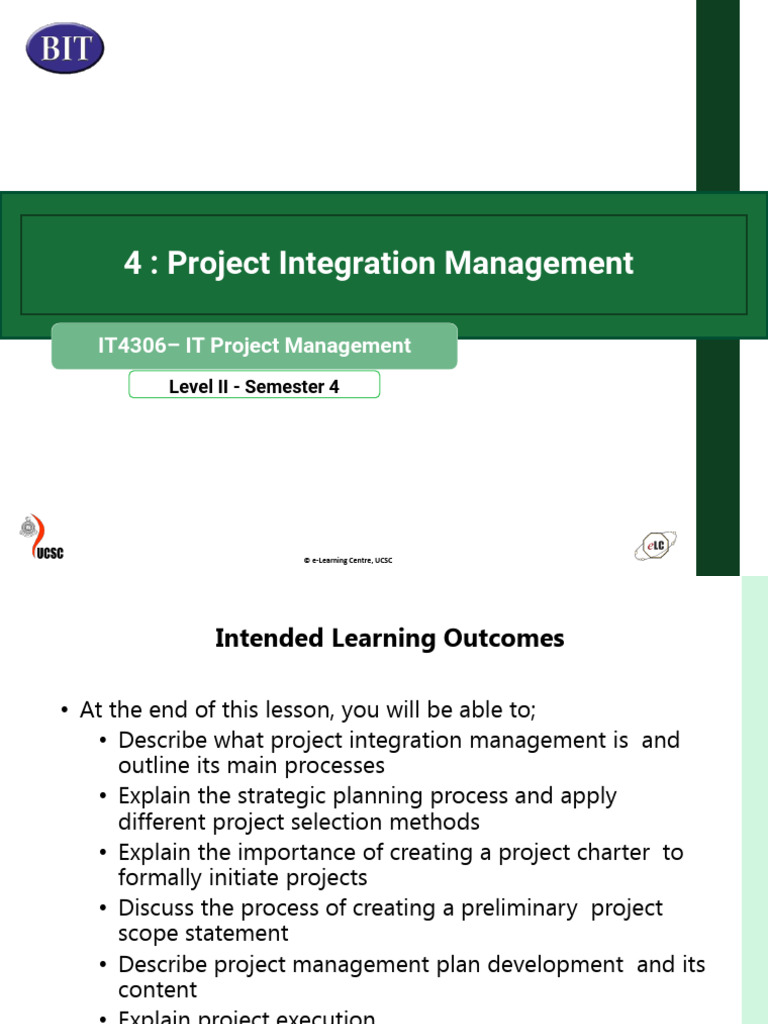 Topic 4 - Project Integration Management | PDF | Net Present Value | Internal Rate Of Return