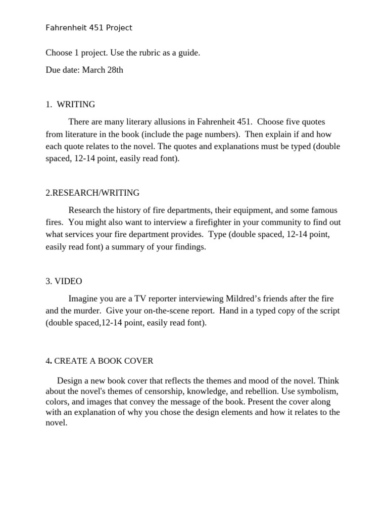 Fahrenheit 451 Project | PDF
